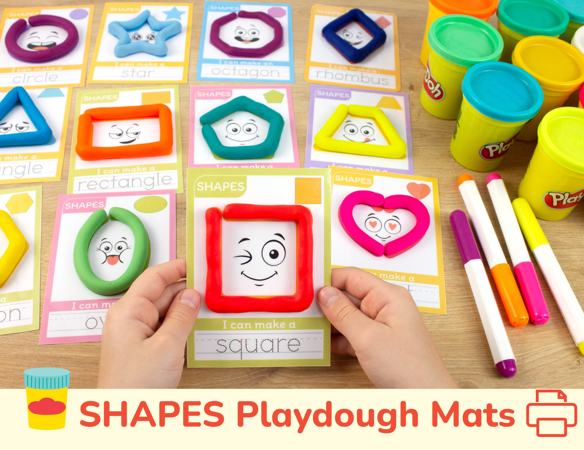 2D Shapes Playdough Mats: Fine Motor Skills and Shape Recognition ...